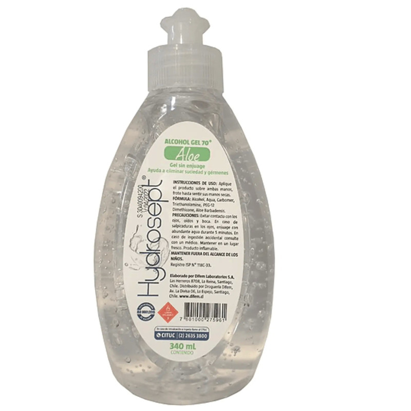 Alcohol gel con aloe vera hydrosept botella de 340 ml